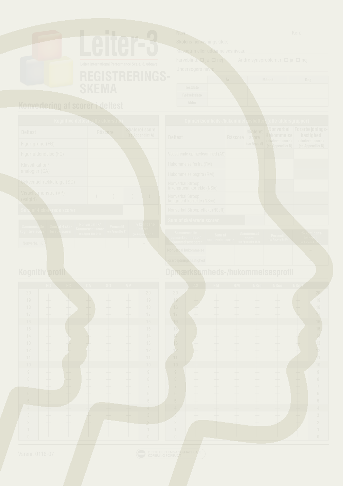 Leiter-3 Registreringsskema med undersøgers vurderingsskala - Dansk ...
